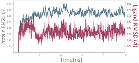 Time Dependent Protein Ligand Root Mean Square Deviation RMSD Plots