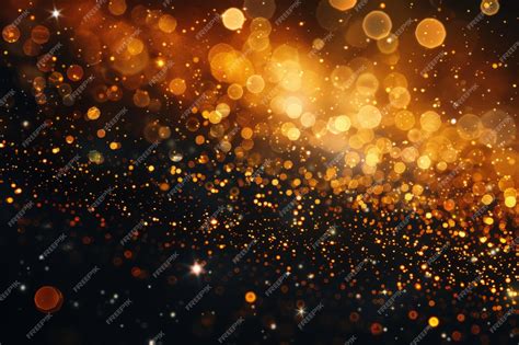 Premium Photo Blurry Gold Lights On Black Background