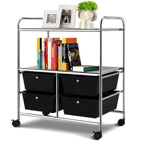 Topbuy 4 Drawer Rolling Storage Cart Metal Rack Organizer Shelf With