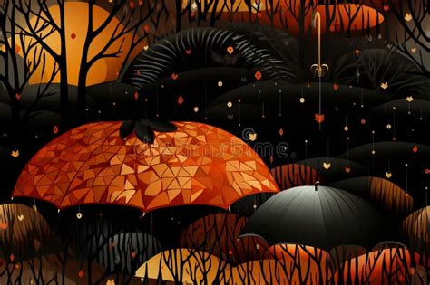 An Illustration Of An Umbrella In The Rain Stock Illustration