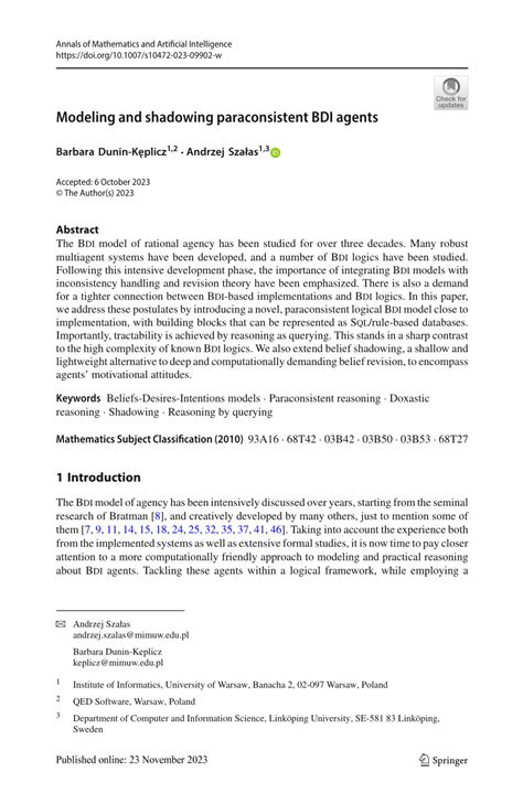 pdf modeling and shadowing paraconsistent bdi agents