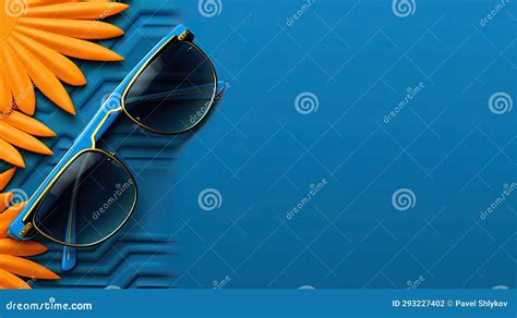 Creative Layout Made Of Sunglasses Flat Lay On Blue Background Summer