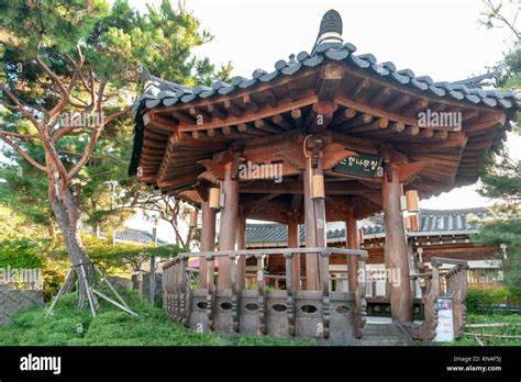 Old Wooden Pavilion Built In Korean Traditional Architecture In Jeonju Hanok Village Popular