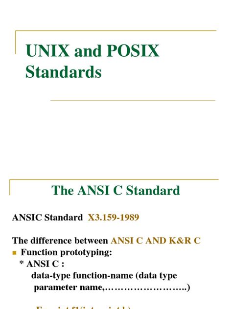 Unix And Posix Standards 1 C Programming Language C