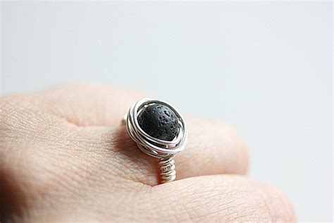 Lava Rock Aromatherapy Ring Lava Rock Bead Ring Lava Stone Etsy
