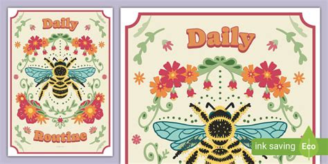Bee Themed Daily Routine Display Poster Professor Feito