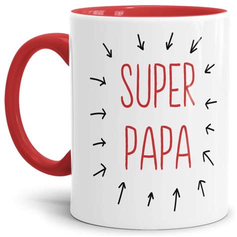 Tasse Super Papa Innen And Henkel Rot 1195