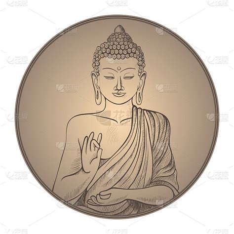 乔达摩佛与闭眼睛在帧矢量插图