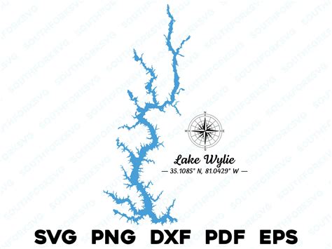 Lake Wylie South Carolina Map Shape Silhouette Svg Png Dxf Pdf Eps