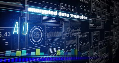 Encrypted Data Transfer Text Over Digital Graphs And Charts Animation