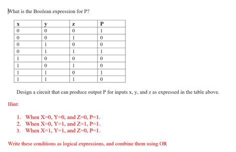 Solved What Is The Boolean Expression For P Design A Circuit Chegg