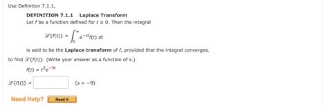 Solved DEFINITION Laplace Transform Let F Be A Chegg