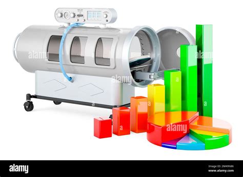 Diving Chamber With Growth Bar Graph And Pie Chart 3d Rendering