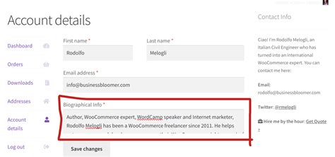Woocommerce Edit User Field My Account