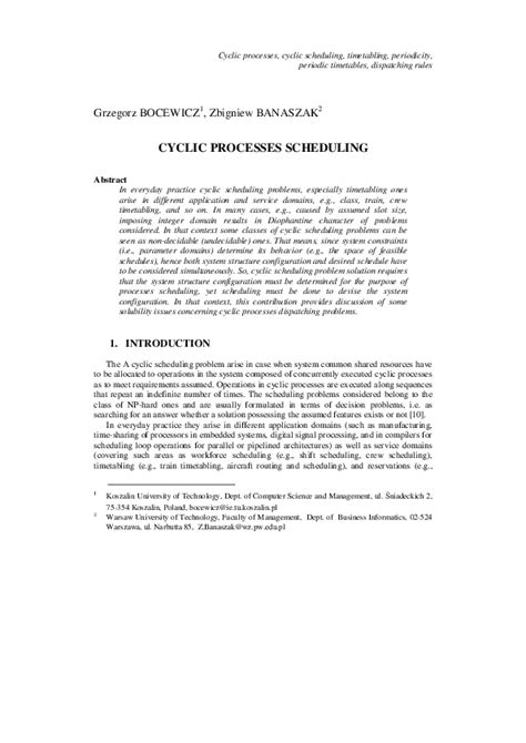 Pdf Cyclic Processes Scheduling