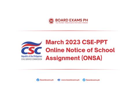 March 2023 Cse Online Notice Of School Assignment Onsa Is Now Available Board Exams Ph
