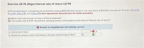 exercise 24 15 algo ﻿internal rate of return lo