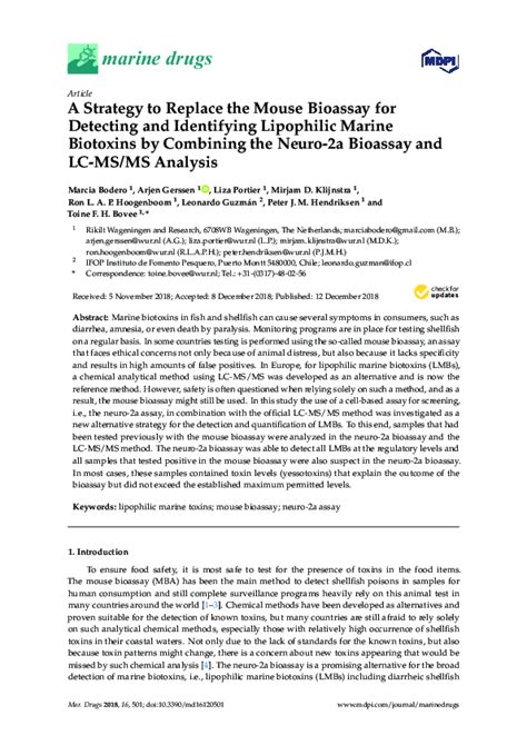 Pdf A Strategy To Replace The Mouse Bioassay For Detecting And