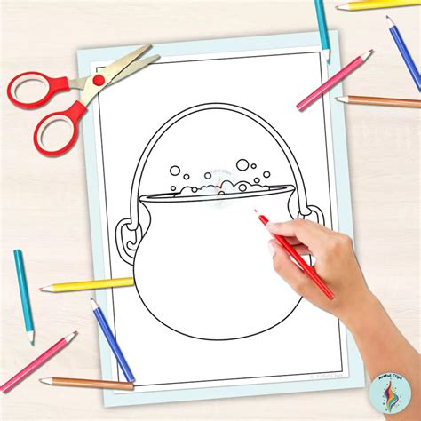 Cauldron Template Set Halloween Coloring Pages And Outlines