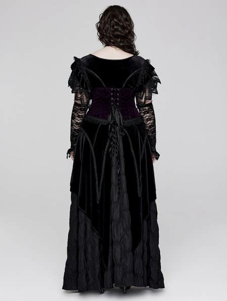 Punk Rave Black And Violet Gorgeous Velvet Gothic Printing Underbust