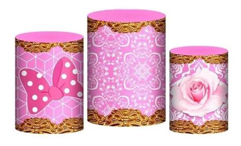 Trio Capas Cilindros Sublimado Minnie Tecido Veste Fácil Parcelamento