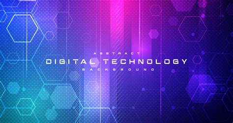 Digital Technology Banner Blue Pink Background Concept Cyber
