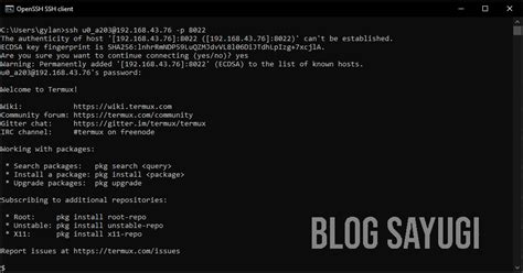 Cara Install Dan Akses Ssh Server Android Melalui Termux Dan Akses Via Windows Blog Sayugi