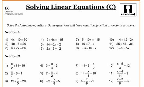 50 Solving Linear Equations Worksheet Pdf