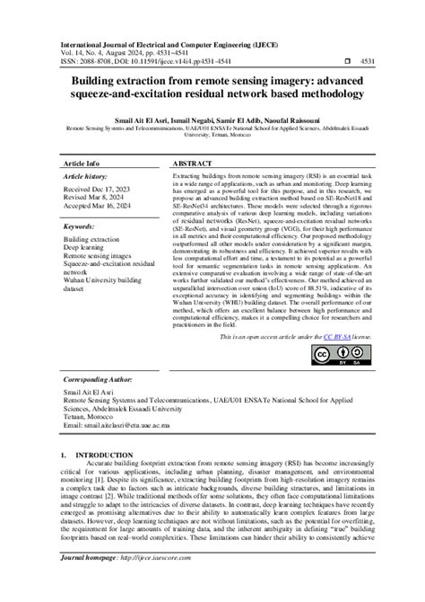Pdf Building Extraction From Remote Sensing Imagery Advanced Squeeze And Excitation Residual