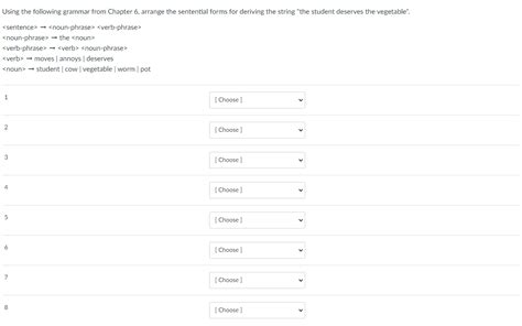 Using The Following Grammar From Chapter 6 Arrange