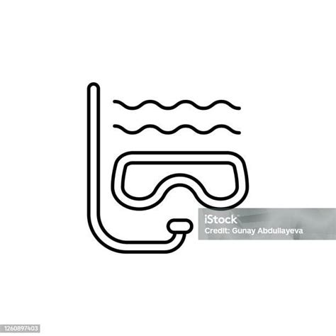 스노클링 안경 여행 아이콘 간단한 라인 Ui 및 Ux 웹 사이트 또는 모바일 응용 프로그램에 대한 관광의 벡터 요소를 개요 개념에 대한 스톡 벡터 아트 및 기타 이미지