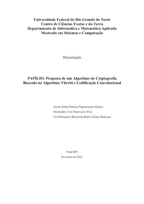 Pdf Papílio Proposta De Um Algoritmo De Criptografia Baseado No Dokumentips