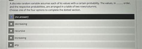 Solved A Discrete Random Variable Assumes Each Of Its Values