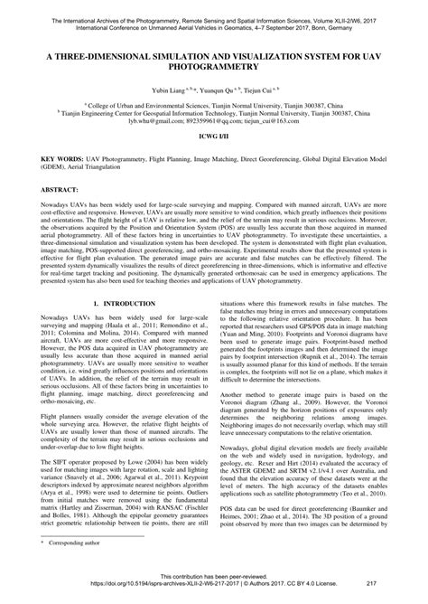 Pdf A Three Dimensional Simulation And Visualization System For Uav Photogrammetry