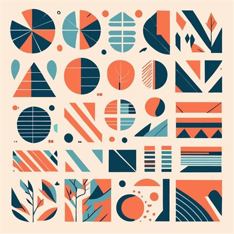 Conjunto de iconos planos abstractos Colección de arte vectorial