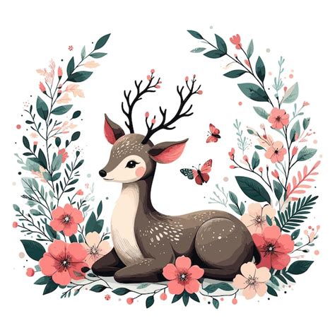 Premium Vector Cute Reindeer Vector Cartoon Illustration