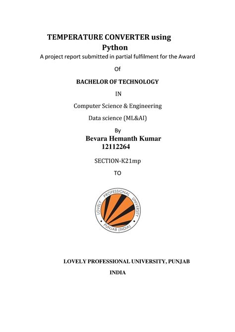 Hemanth Python Temperature Converter Using Python A Project Report