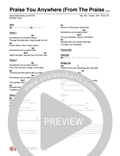 Praise You Anywhere From The Praise Pit Chords PDF Brandon Lake