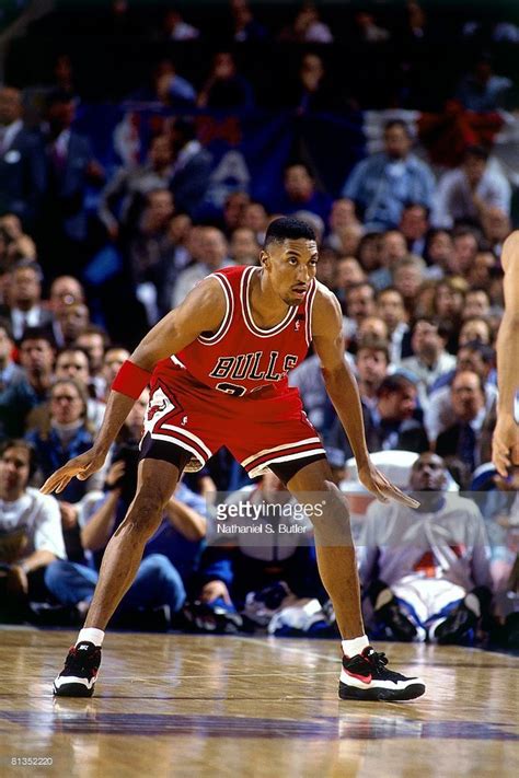 Scottie Pippen Of The Chicago Bulls Plays Defense Against The New