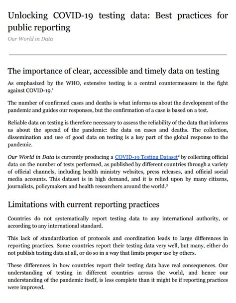Best Practices For Governments Reporting Covid 19 Testing Data Our