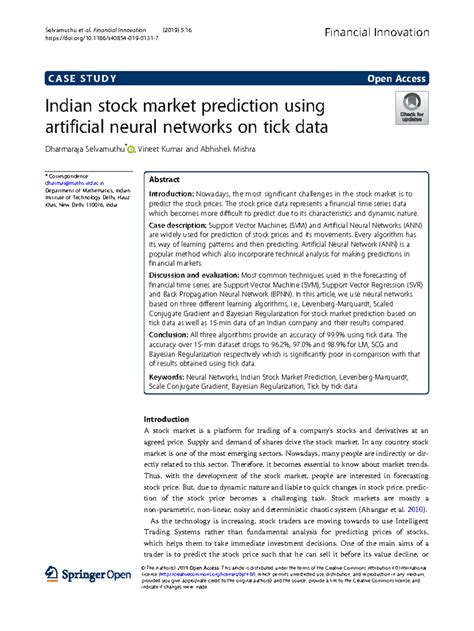 Neural Network 011 C A S E S T U D Y Open Access Indian Stock Market