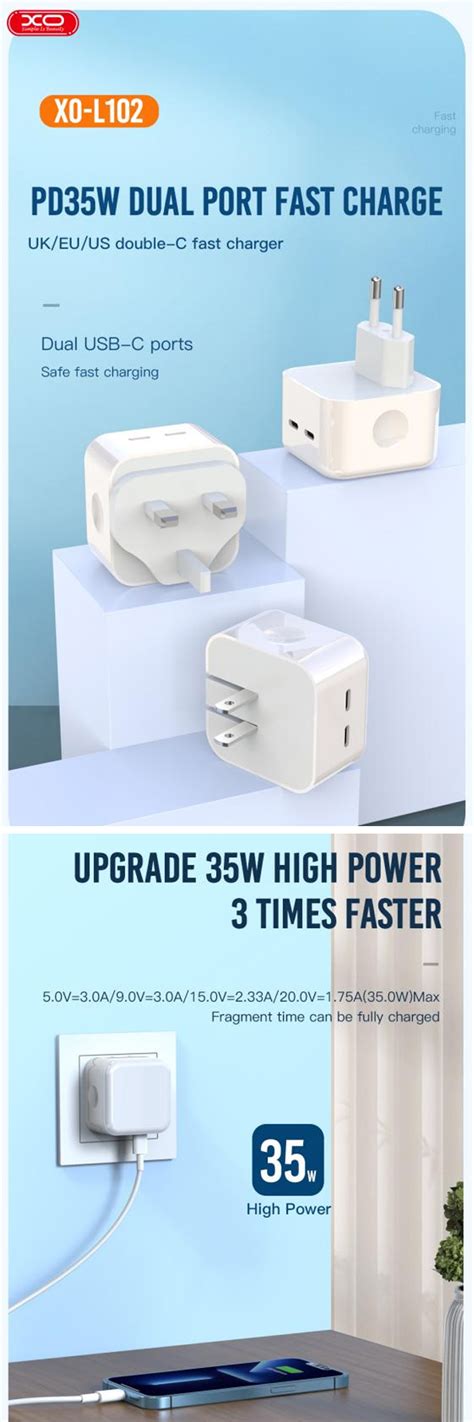 Chargeur Mural Xo L102 Eu Double Port Type C 35w Blanc Omeganet