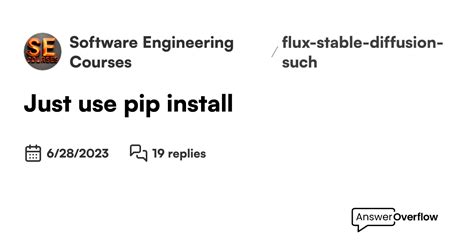Just Use Pip Install Software Engineering Courses Secourses