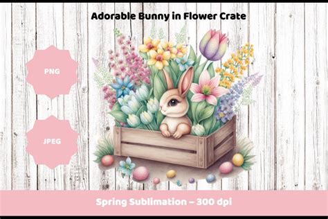 Bunny In Crate Easter Bunny With Flowers 2423342