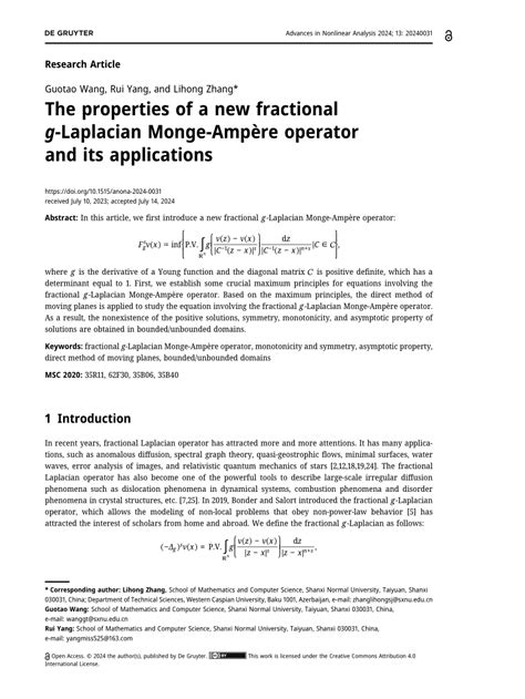 Pdf The Properties Of A New Fractional G Laplacian Monge Ampère