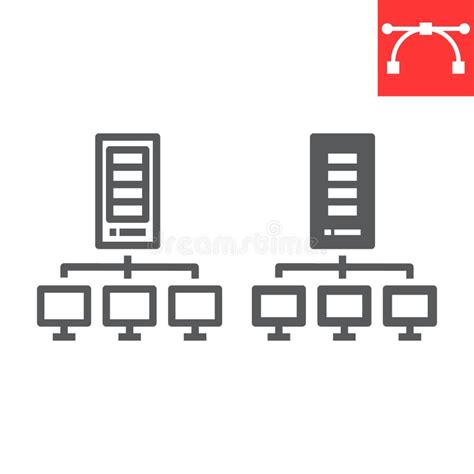 Server Line Icon Network Storage Outline Vector Stock Vector Illustration Of Webhosting