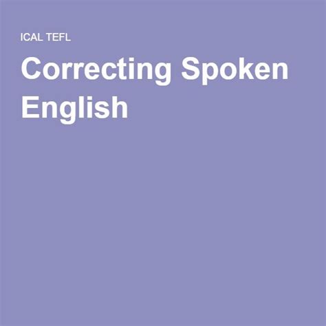 Correcting Spoken English Teaching Strategies Speaking English