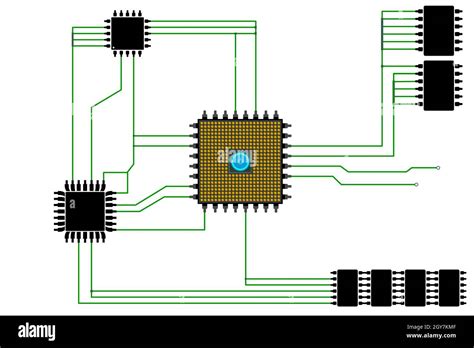 Abstract CPU Chip With Circuit Board Connection Stock Photo Alamy