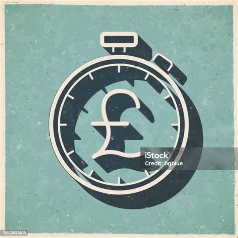 Chronomètre Avec Signe Pound Icône De Style Rétro Vintage Vieux Papier