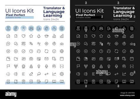 Translator Pixel Perfect Linear Ui Icons Set For Dark Light Mode Stock Vector Image And Art Alamy